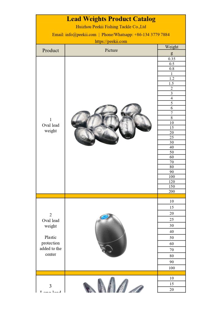 Lead Weights Catalog - Peekii Fishing